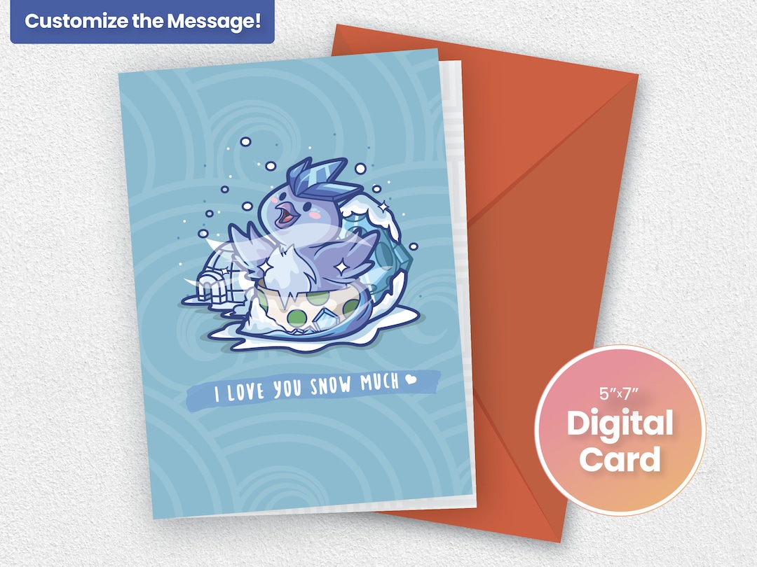 Articuno Pokemon Greeting Card PRINTABLE Love You Much Romantic ...