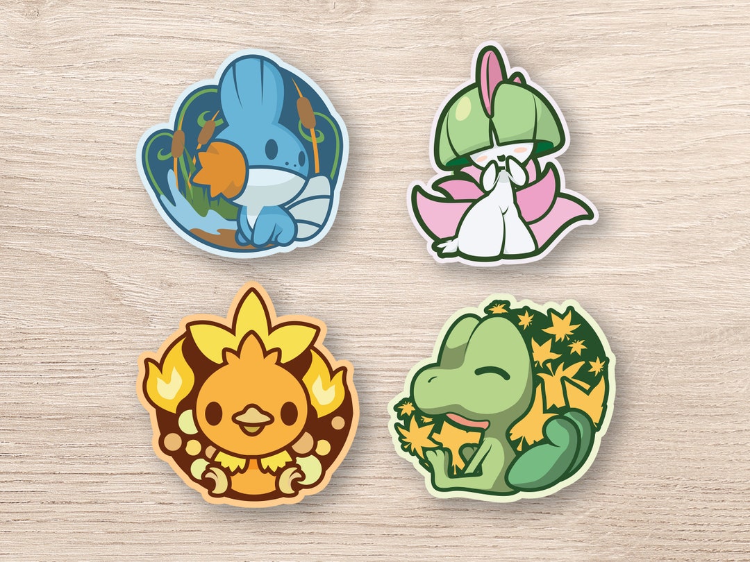 Hoenn Pokemon Stickers Set of 3 Mudkip Sticker Ralts Sticker Torchic ...