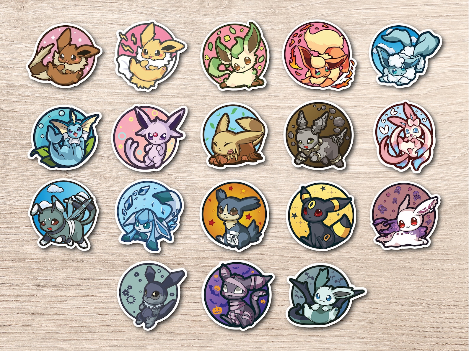 Eevee Evolution Sticker Set Cute Pokemon Stickers Eevee | Etsy