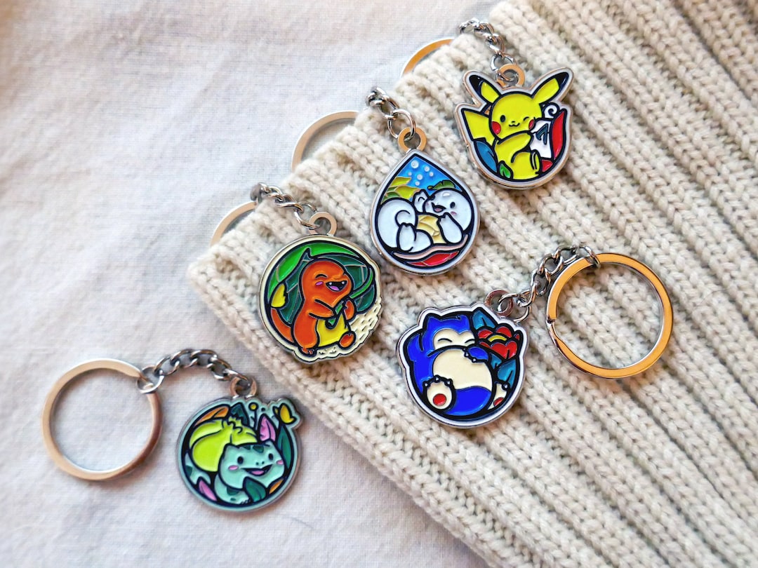 Pokemon Keychains Set of 5 - Bulbasaur Keychain Charmander Keychain ...
