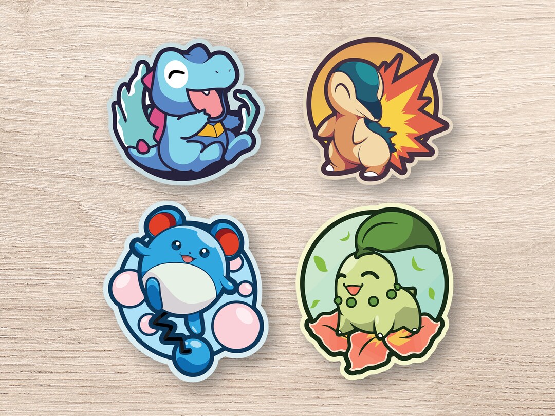 Buy Johto Pokemon Stickers Set of 4 Chikorita Sticker Cyndaquil Sticker ...