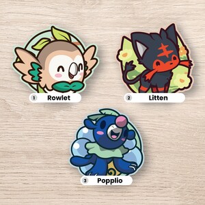Pokemon Aloha Vinyl Sticker Set of 3 Rowlet Sticker Litten Sticker ...
