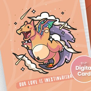 Charizard Pokemon Greeting Card PRINTABLE Romantic Nerd Couple Husband ...