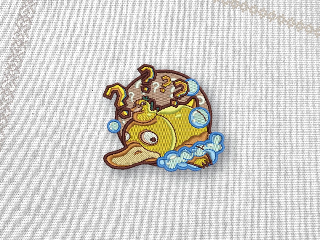 Psyduck Pokemon Patch Water Type Embroidery Patch Cute Puzzled Duck Design Sew-on Iron-on ...