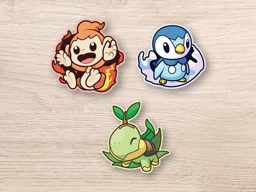 Sinnoh Pokemon Stickers Set Chimchar Sticker Piplup Sticker Turtwig ...