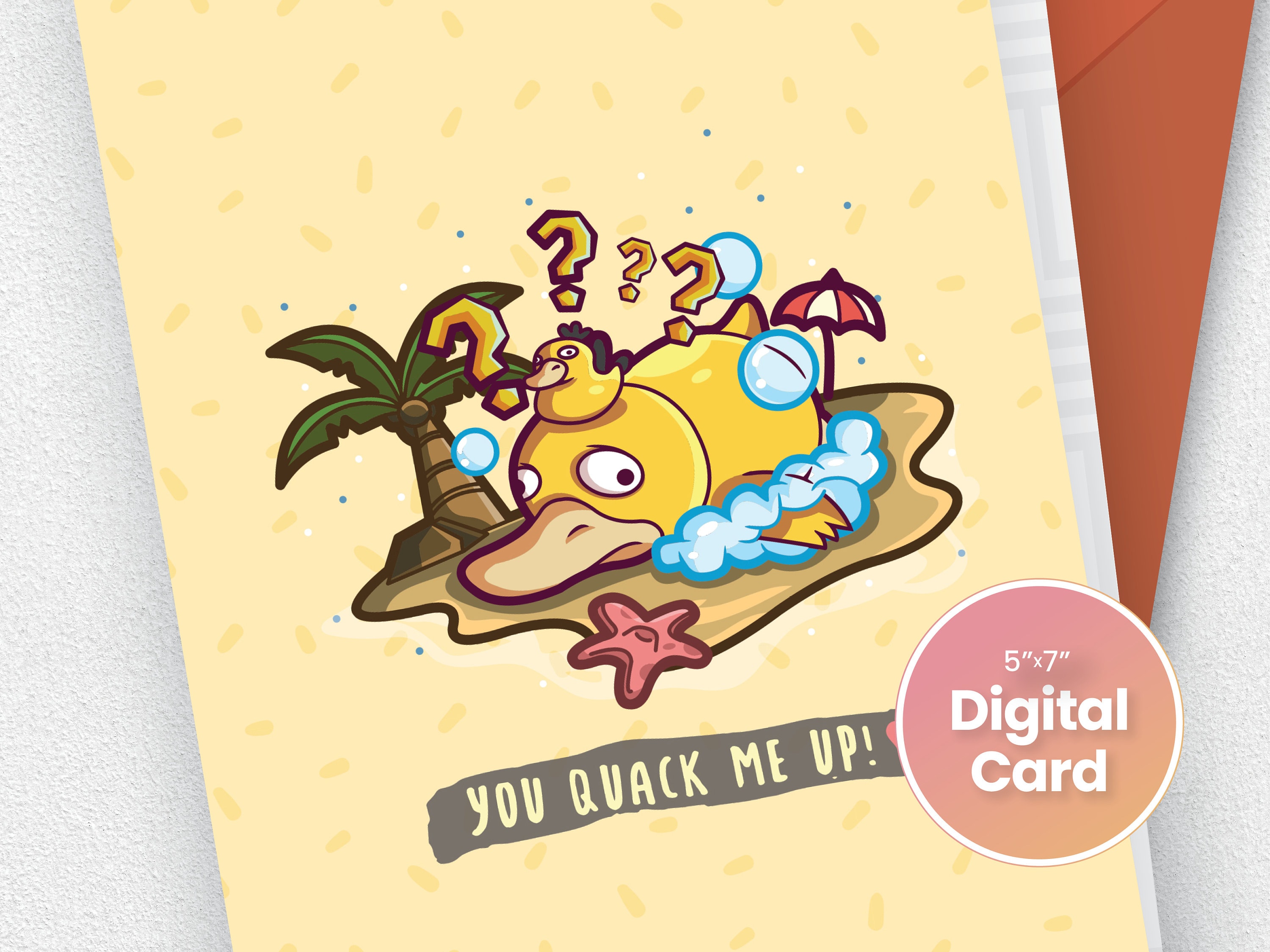 Psyduck Pokemon Digital Download Greeting Card Custom Miss - Etsy