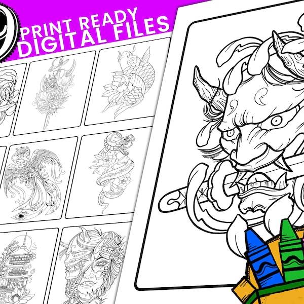 Traditional Tattoo Coloring Page - Etsy