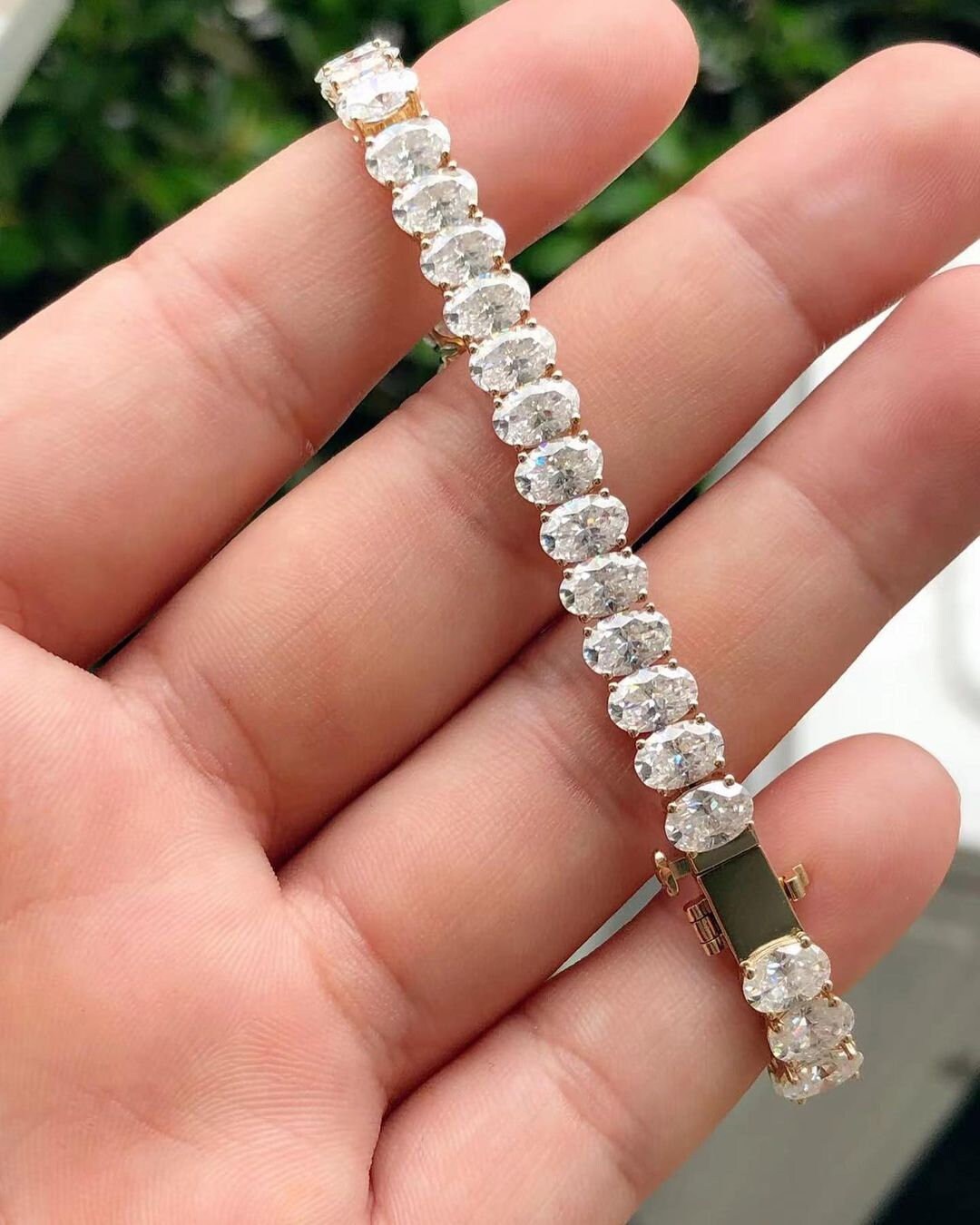 Buy 14k Gold Dainty Moissanite Tennis Bracelet 5x3mm Oval Moissanite