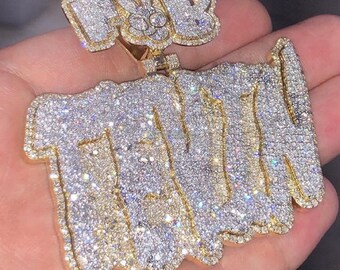 Custom Iced Out YBN Name Pendant in 925 Sterling Silver CZ/ VVS ...