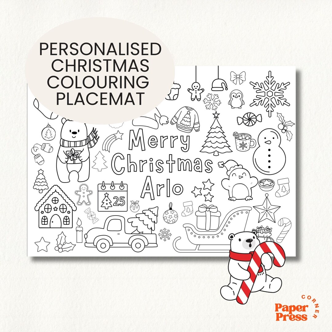 Personalised Christmas Colouring Placemat | Printable Christmas ...