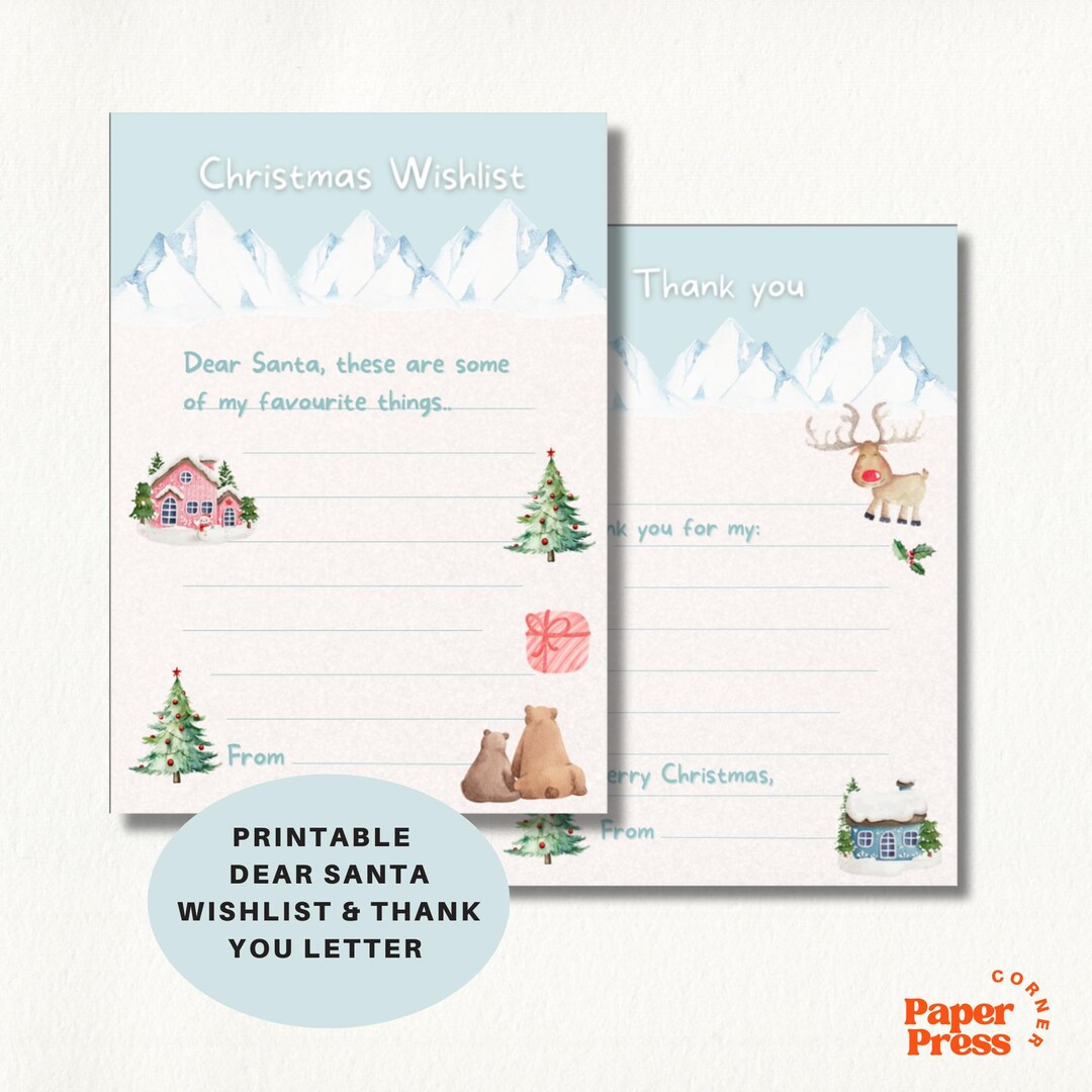 Printable Dear Santa Wishlist & Thank You Letter - Christmas Themed ...