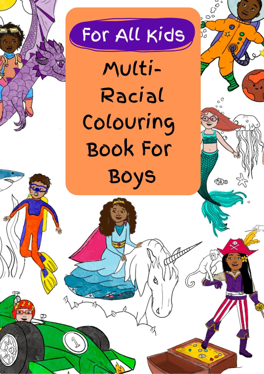 Multi Racial/ Multi Ethnic Digital Printable Colouring Book Pages for ...