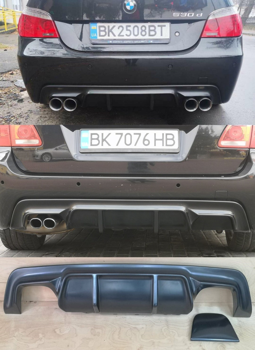 BMW E60 E61 Rear Diffuser M Sport, Fits Mtech Bumper, 1/2/4 Exhaust ...
