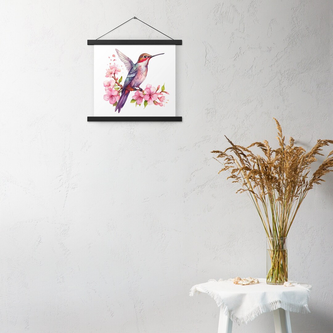 Poster With Hanger Flower Hummingbird Wall Art and Printable Colorful ...