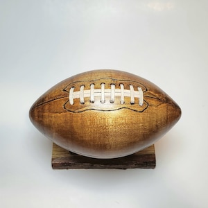 Custom Hand Turned Wooden Football With Stand - Etsy