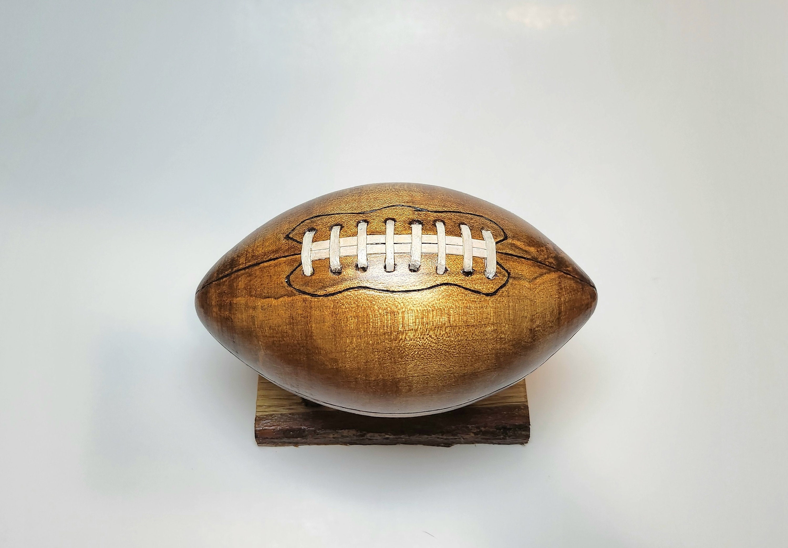 Custom Hand Turned Wooden Football With Stand - Etsy
