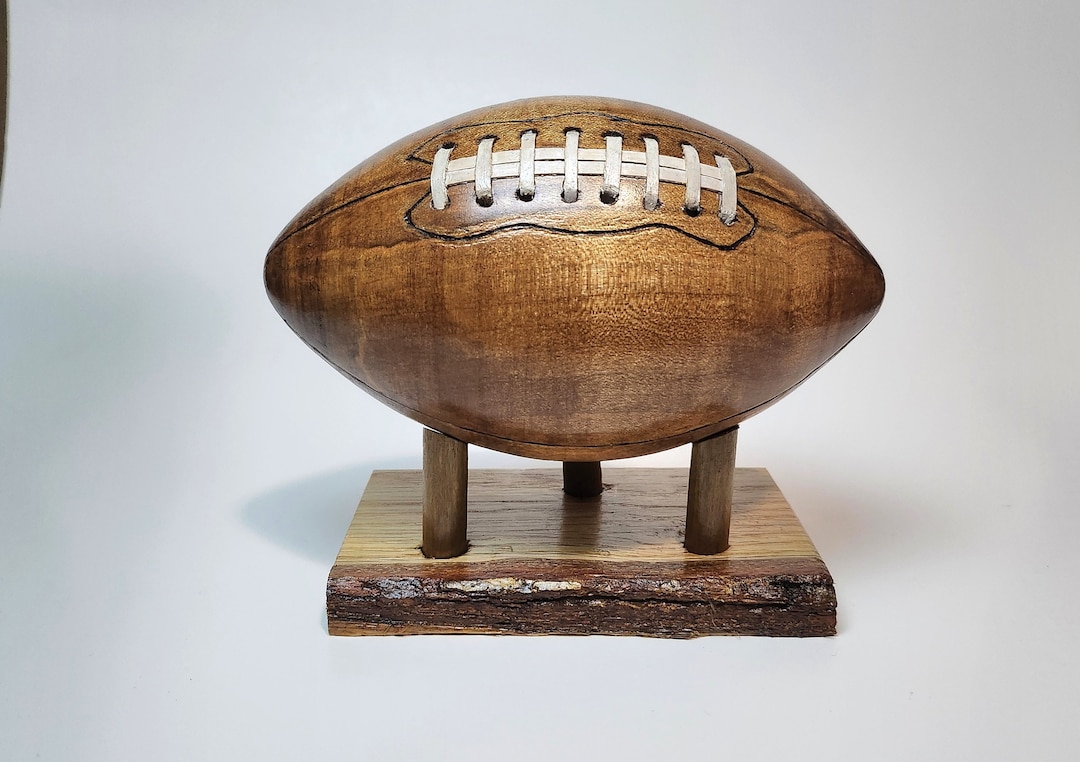 Custom Hand Turned Wooden Football With Stand - Etsy