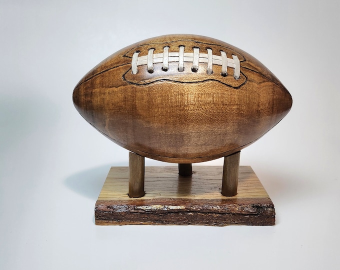 Custom Hand Turned Wooden Football With Stand - Etsy