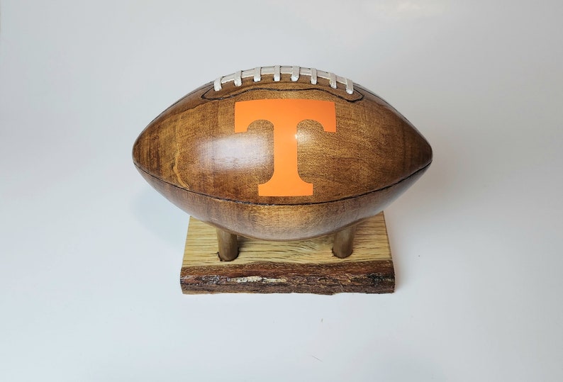 Custom Hand Turned Wooden Football With Stand - Etsy