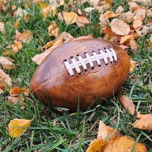 Custom Hand Turned Wooden Football With Stand - Etsy
