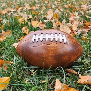 Custom Hand Turned Wooden Football With Stand - Etsy