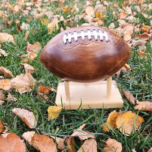 Custom Hand Turned Wooden Football With Stand - Etsy
