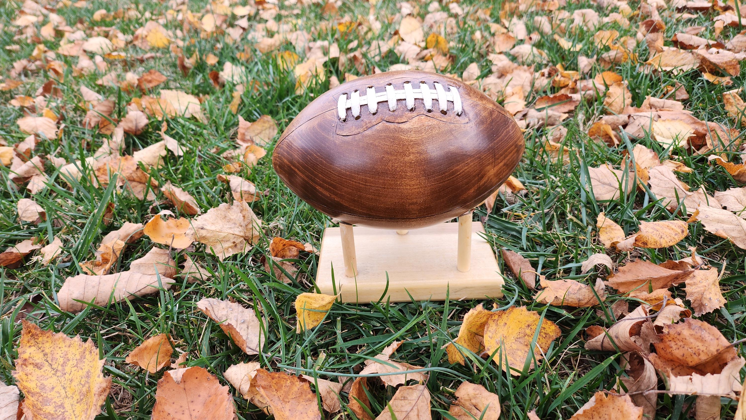 Custom Hand Turned Wooden Football With Stand - Etsy