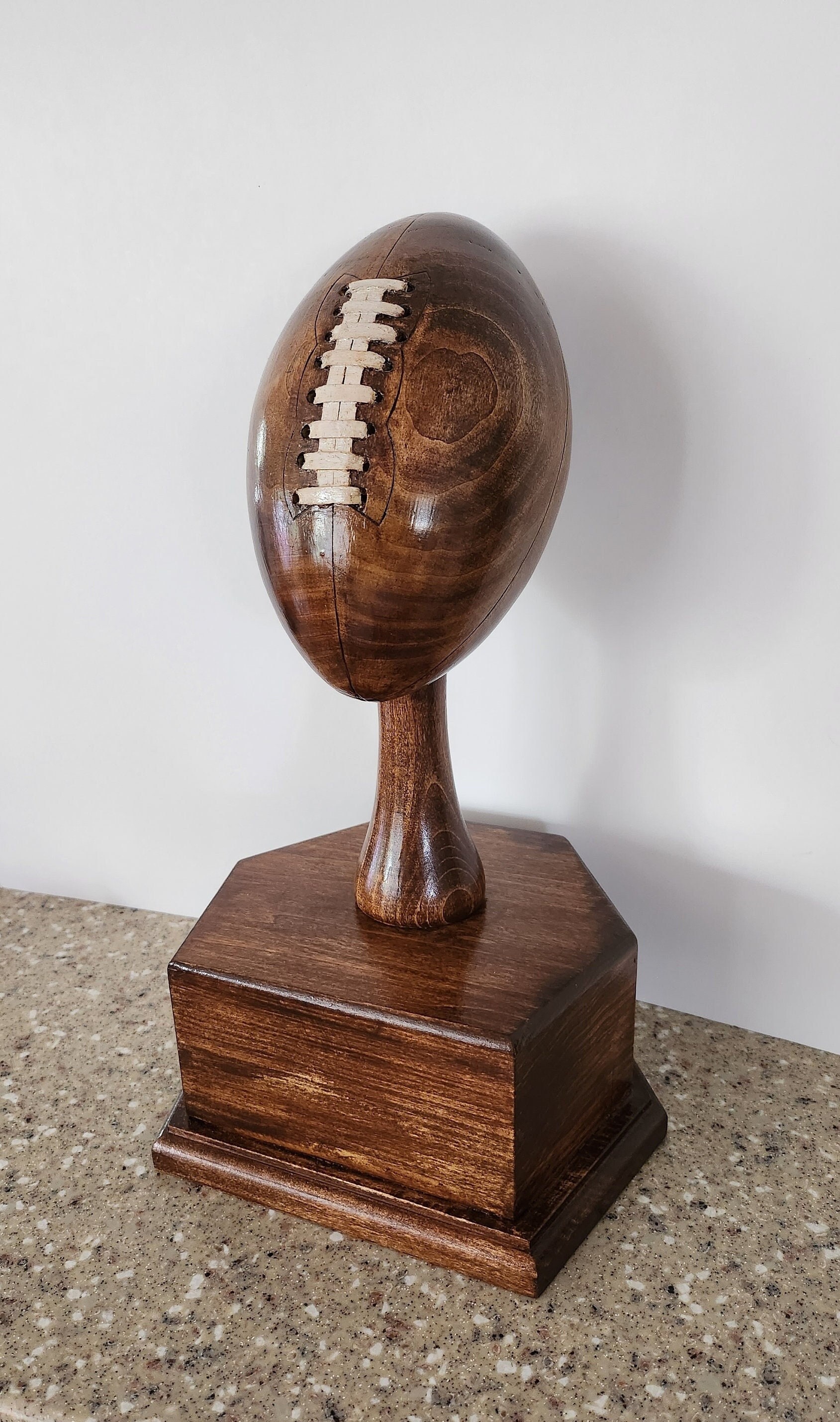 Hand Turned Wooden Football Trophy - Etsy