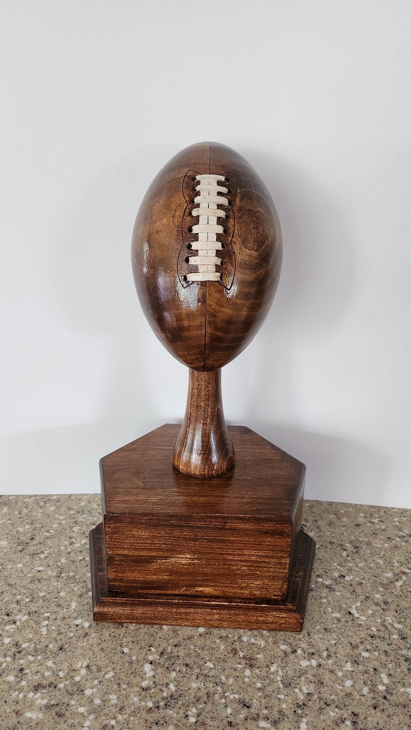 Hand Turned Wooden Football Trophy - Etsy
