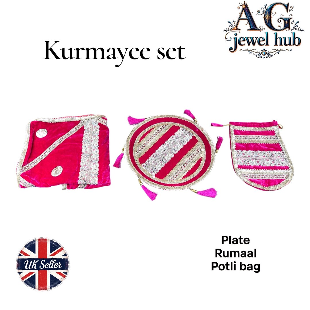 Kurmai Set With Thal, Potli and Plate Cover, Punjabi Wedding Kurmai Set ...