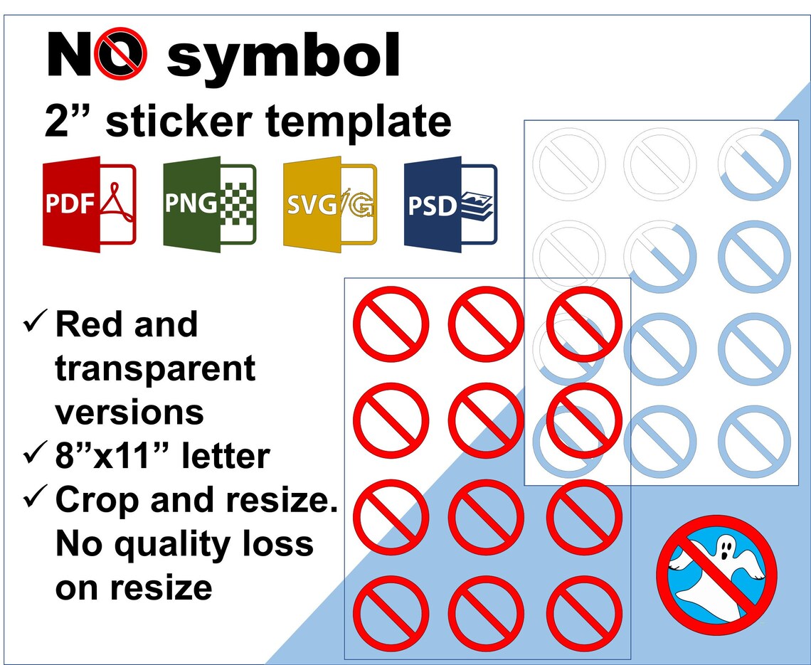 NO symbol template. pdf png svg psd files. For stickers and | Etsy