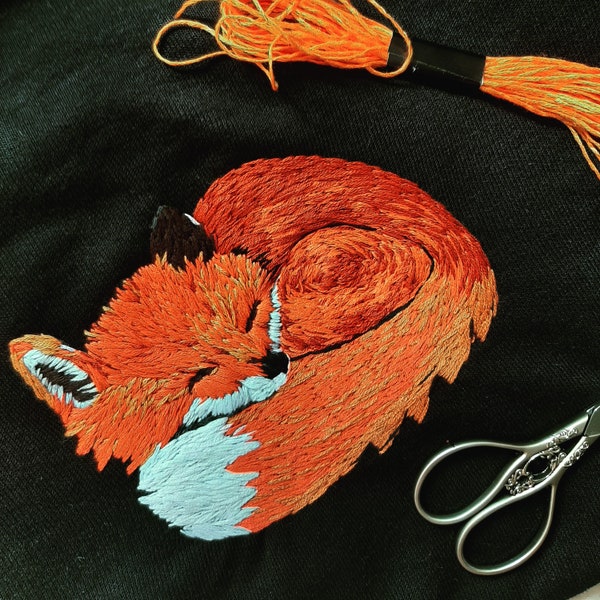 Embroidered Fox - Etsy