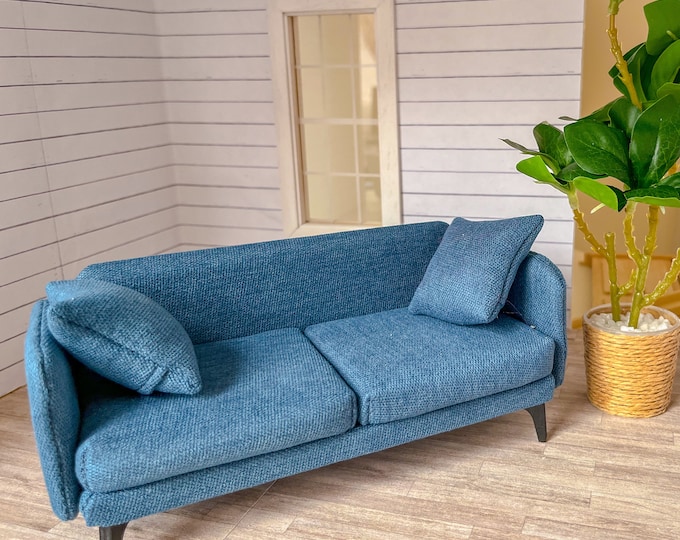 Dollhouse 1/12 Scale Miniature Sofa Couch Dark Blue Color - Etsy