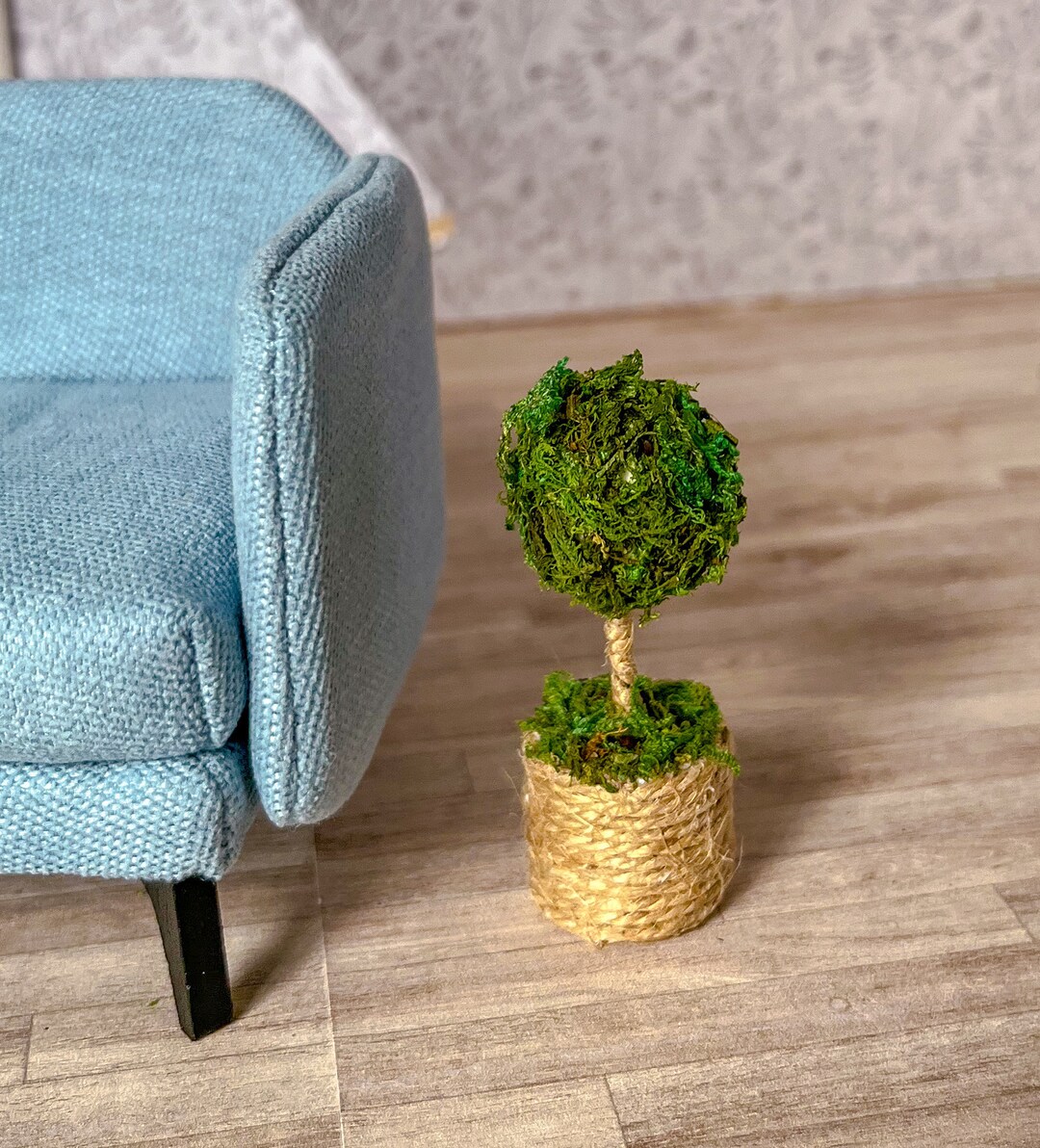 Dollhouse 1/12 Scale Miniature Topiary in a Jute Pot - Etsy