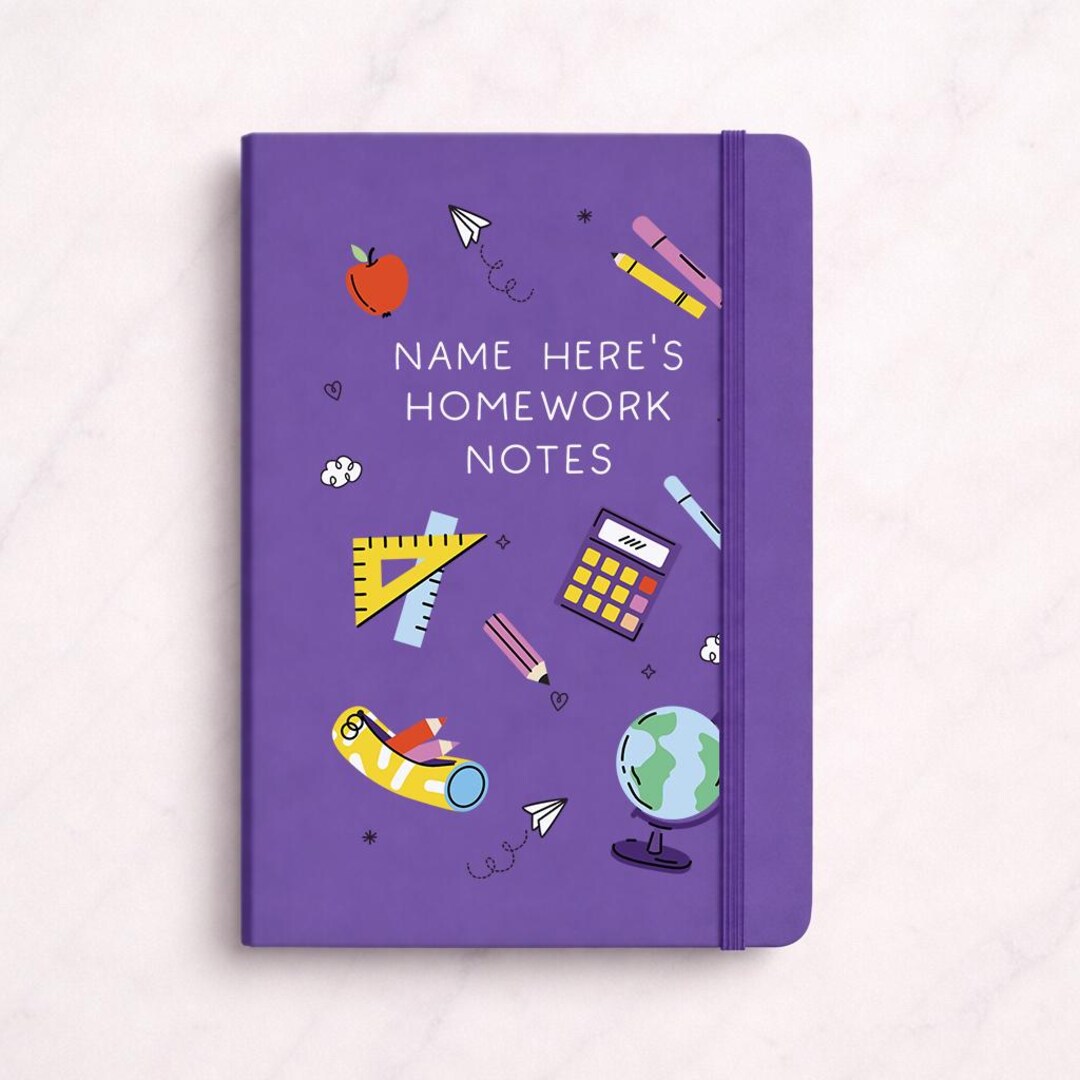 Personalised Homework Notes - School Soft Touch Purple Notebook - Etsy UK