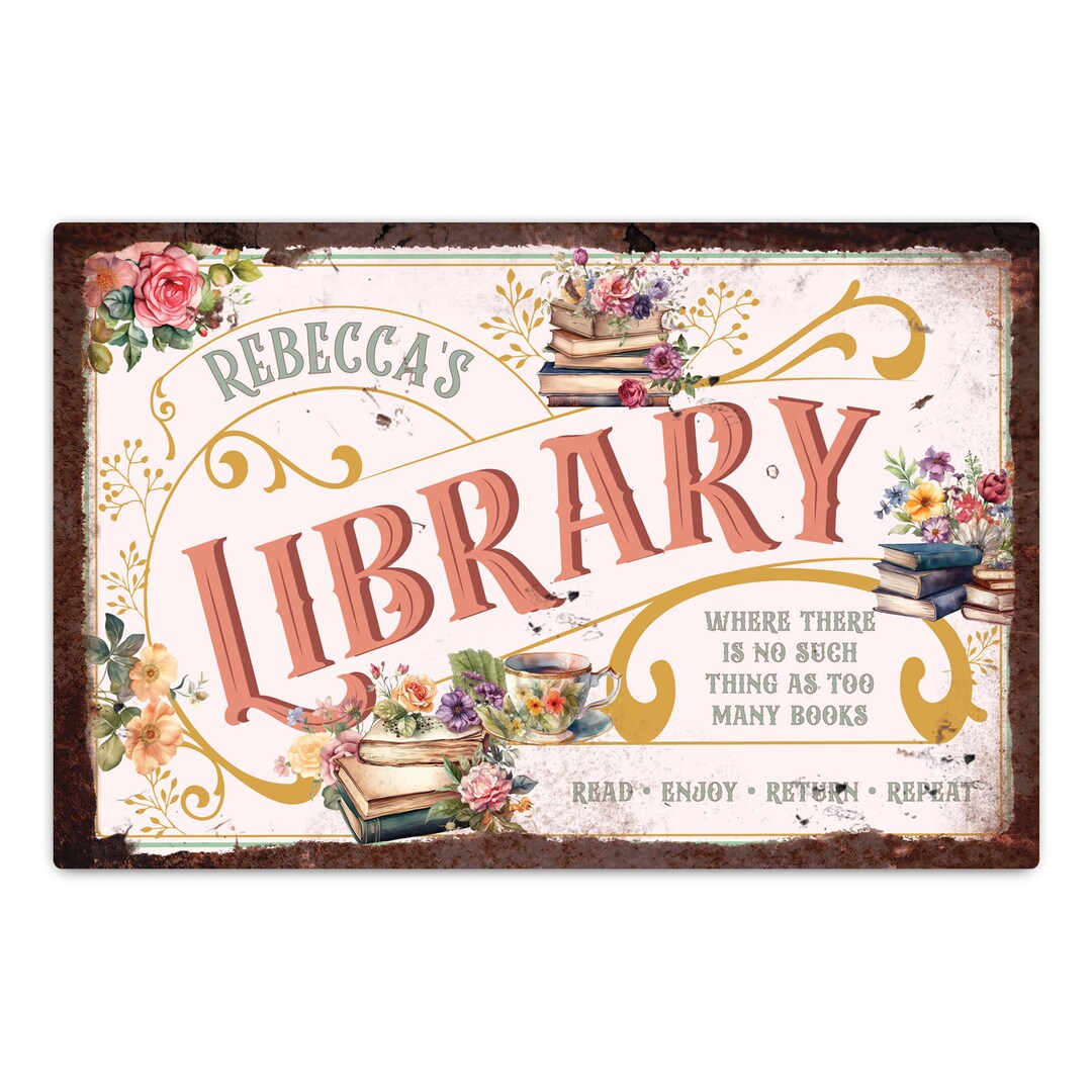 Personalised Library Metal Sign - Bookworm Gift 305mm X 200mm - Etsy UK