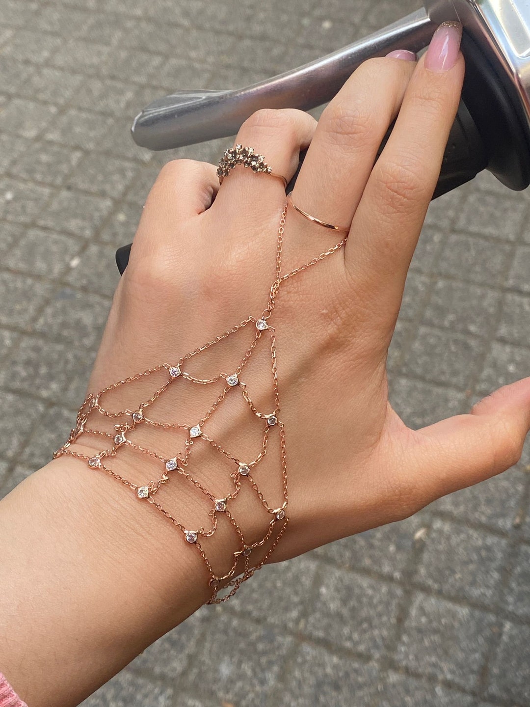 Hand Jewelry, Ring Bracelet Hand Chain, Ring Bracelet Hand Chain Silver ...