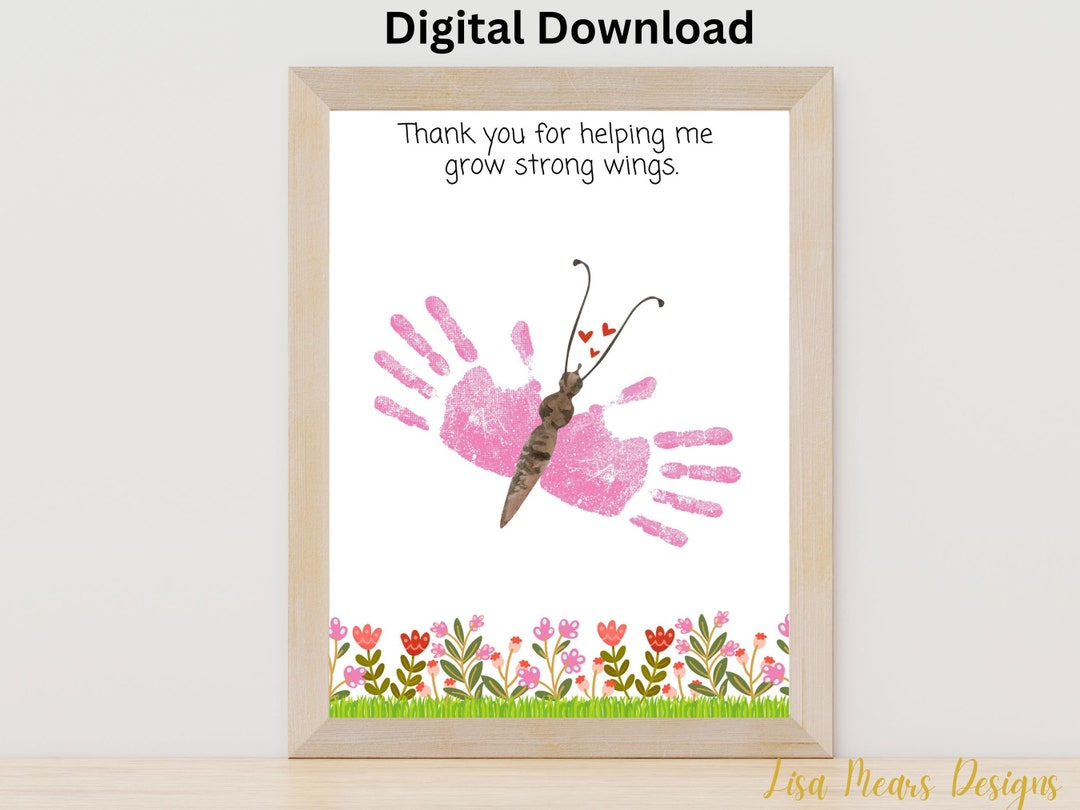 Handprint Butterfly Art Printable for Mother's Day Gift for Mom, Gift ...
