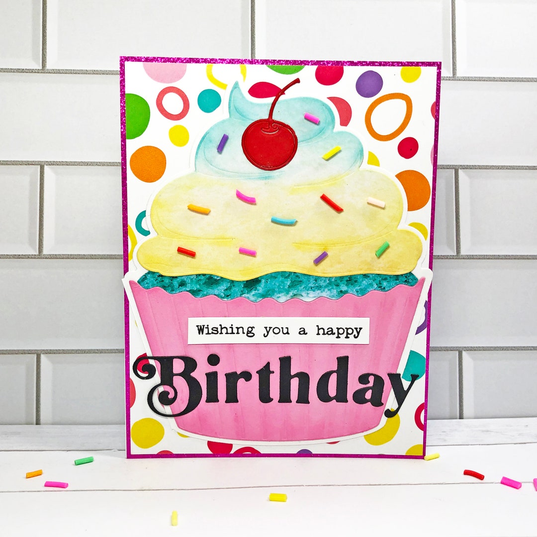 Cupcake Birthday Card, Handmade Birthday Card, Happy Birthday Card ...