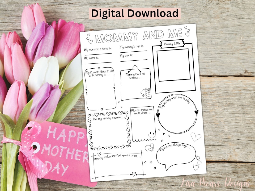Mother's Day Printable Coloring Page for Mom, Mommy and Me Printable ...