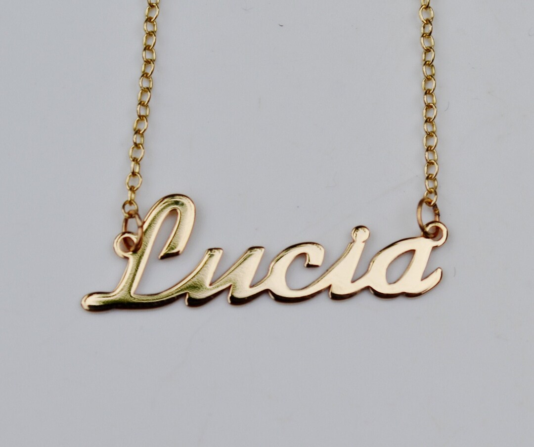 9ct Yellow Gold Personalised Script Font Name Necklace on Multiple ...
