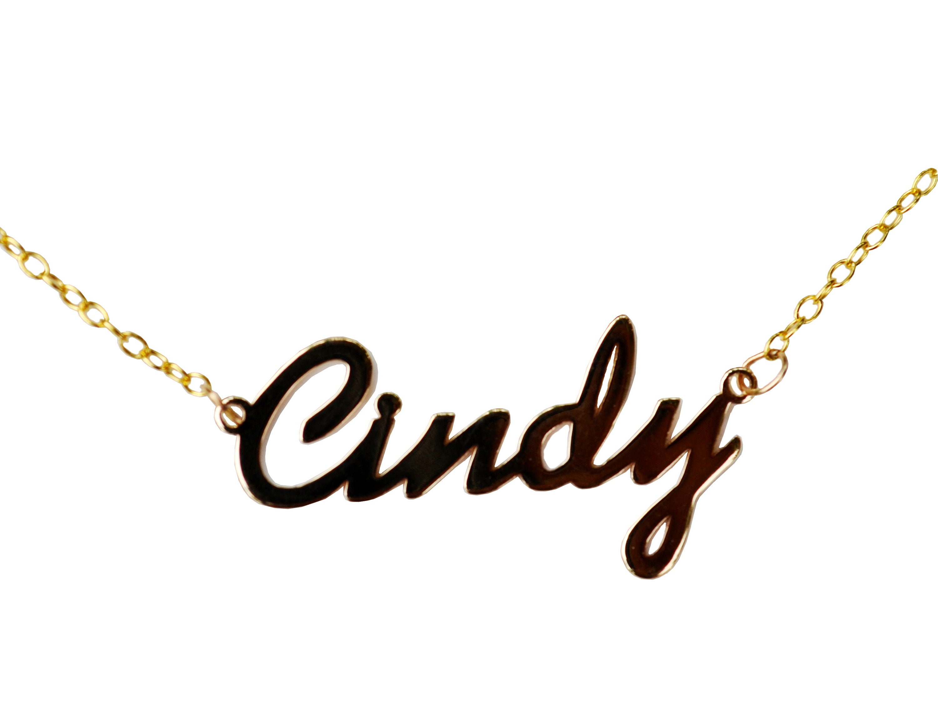 9ct Yellow Gold Personalised Script Font Name Necklace on - Etsy