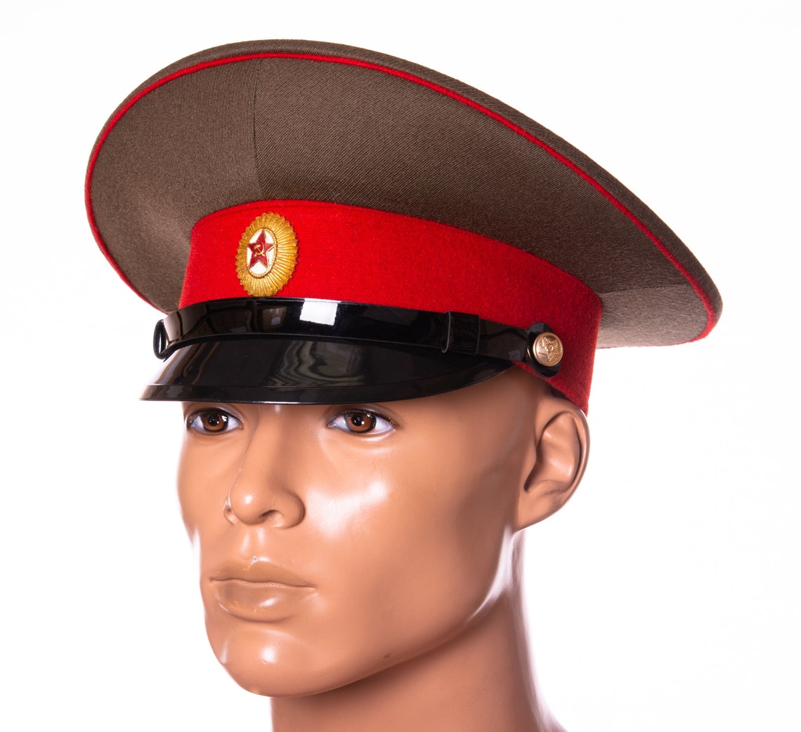 Russian Soviet Officer cap USSR Red Army Motorized troops Size | Etsy
