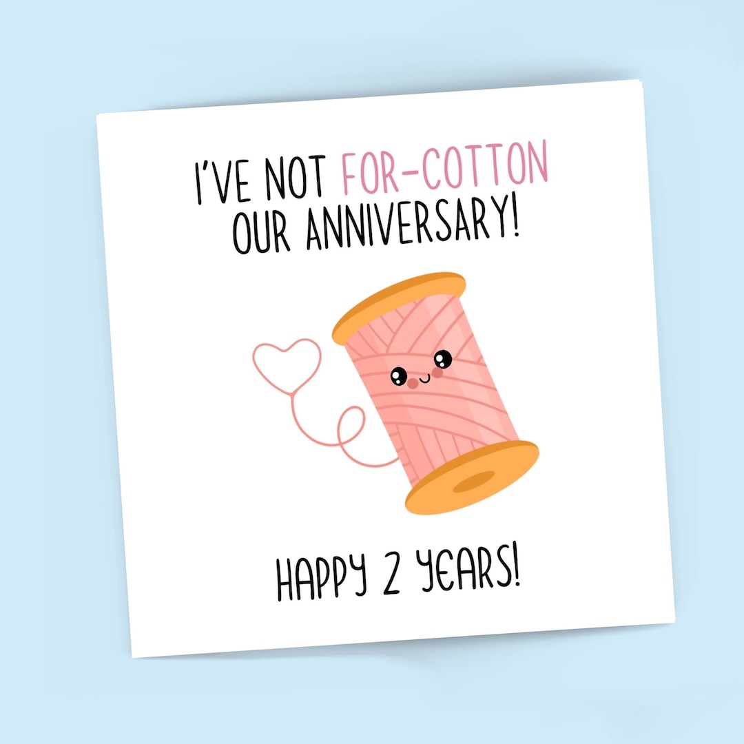 Second Wedding Anniversary Cotton Card, Cotton Thread, Not For-cotton ...
