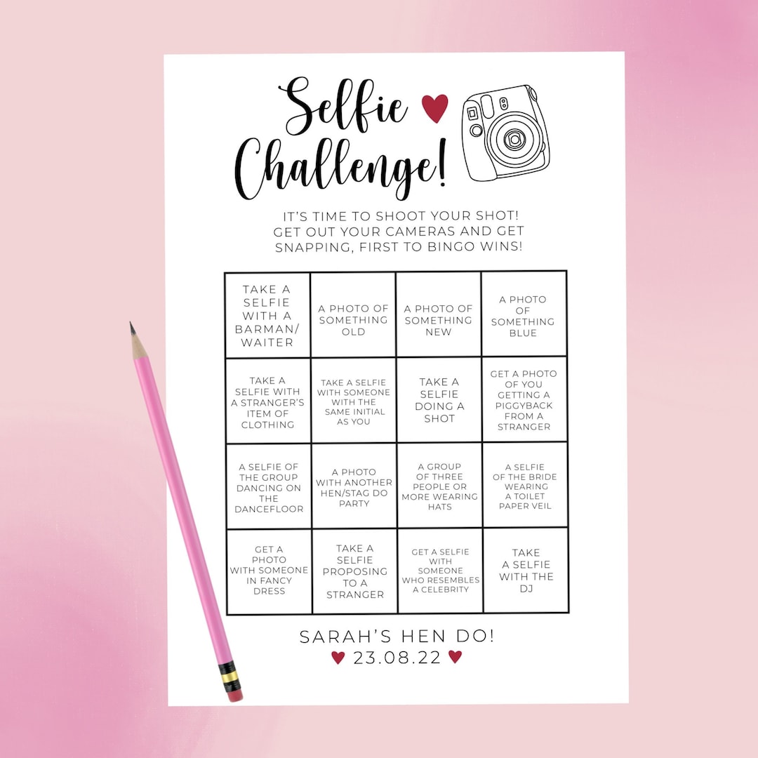 Hen Do Selfie Bingo Game X 10, Photo Challenge Wedding, Hen Party Guest ...