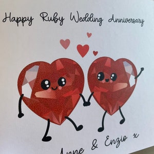 Ruby 40th Wedding Anniversary, Cute Husband, Wife, Couple Greeting Card ...