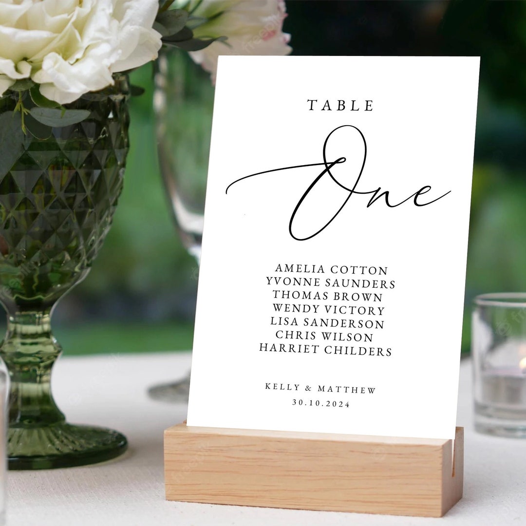 Personalised Elegant Minimalist Table Seating Chart Cards, Wedding ...