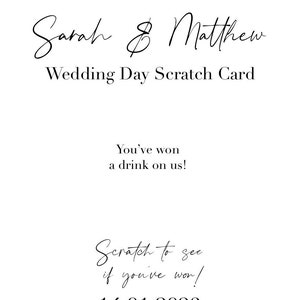 Personalised Wedding Scratch Card, Win a Drink, Scratch for Your Prize ...