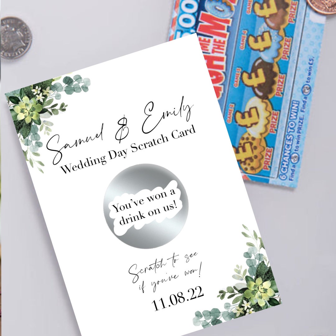 Personalised Wedding Scratch Card, Win a Drink, Scratch for Your Prize ...