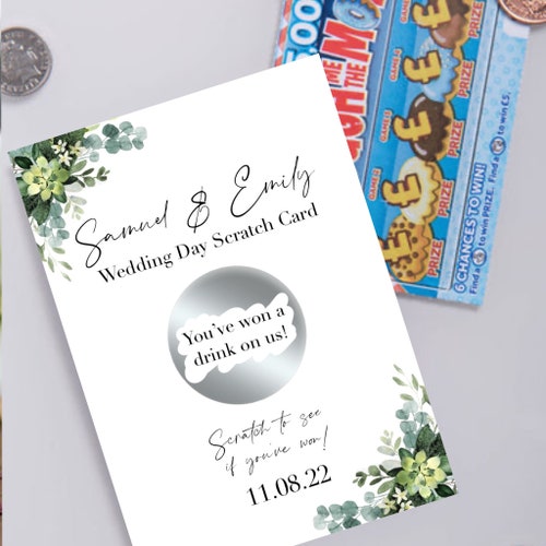 Personalised Wedding Scratch Card Win a Drink Scratch for - Etsy